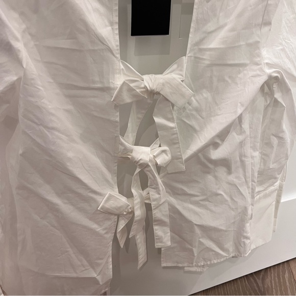Zara | Tops | Zara White Button Up Open Back Bows | Poshmark